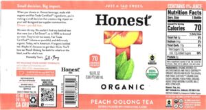 Drink Label: Honest Peach Oolong Organic (Honest Tea, Inc., United ...