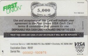 Bank Card: First Union (First Union Bank, United States of AmericaCol ...