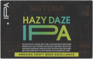 Drink Label: Hazy Daze ipa (Sigtuna Brygghus, SwedenCol:SE-BEER-000245