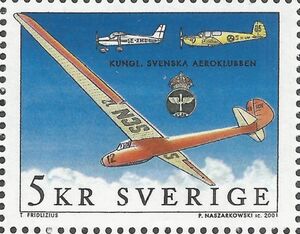 Stamp: DFS Weihl glider (Sweden(Aviation) Mi:SE 2251,Sn:SE 2421b,Yt:SE ...