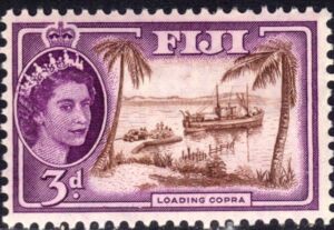 Stamp: Loading Copra (Fiji(Queen Elizabeth II Definitives 1954-1959) Sg ...
