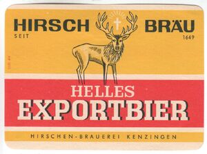 Drink Label: Hirsch Bräu heller Exportbier (Hirsch Bräu Kenzingen ...