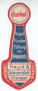 Drink Label: Heyd dunkel (Brauerei Heyd Kitzingen, Germany, Federal ...