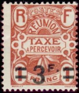 Stamp: Taxe surcharged (Reunion(Postage Due 1907 - new value ...