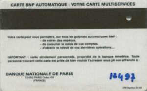 Bank Card: BNP Automatique (Banque Nationale De Paris, FranceCol:FR-GM ...