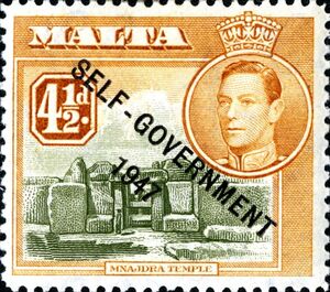 Stamp: Mnajdra Temple (Malta(Definitives 1948-1953: Self-Government ...