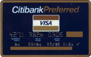 Bank Card: Citibank Preferred (Citibank, United States of AmericaCol:US ...