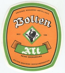 Drink Label: Bolten Alt (Privatbrauerei Bolten, Germany, Federal ...