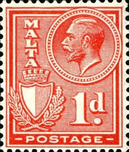 Stamp: King George V and Coat of Arms (Malta(Definitives 1926-1927 ...