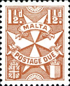 Stamp: Maltese Cross (Malta(Postage Dues 1925-1970: Maltese cross) Mi ...