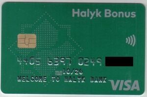 Bank Card: Halyk Bonus Green (Halyk Bank, KazakhstanCol:KZ-VI-0069.01