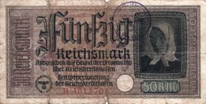 Banknote: 50 Reichsmark (Germany(German Occupied Territories -WWII) Wor ...