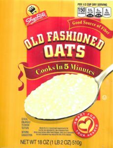 Food Label: ShopRite Old Fashioned Oats (Wakefern Food Corp., United ...