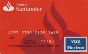 Bank Card: Banco Santander (Visa Electron) (Banco Santander ...
