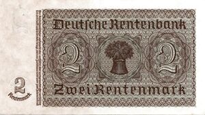 Banknote: 2 Rentenmark (Germany(1937 Issue - Rentenbank, Stabilization ...