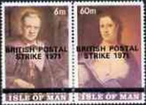 Stamp: Overprint: "British Postal Strike 1971" (Isle of Man, Calf of ...