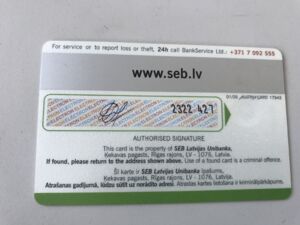 Bank Card: SEB/Unibanka debit card (SEB Latvija Unibanka, LatviaCol:LV ...