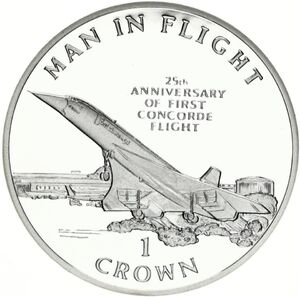 Coin: 1 Crown (25th Anniv. of First Concorde Flight - Silver edition ...