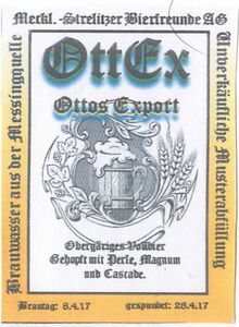 Drink Label: Ottex (Meckl.-Strelitzer Bierfreunde AG, Germany, Federal RepublicCol:DE-BEER-019249