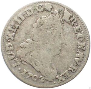 Moneda: 5 Sols (Louis XIV. 1/16 Ecu - P - Dijon) (Francia(1643~1715 ...