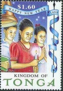 Stamp: Girl with candle (Tonga(Christmas 1998) Mi:TO 1542,Sn:TO 1012,Yt ...