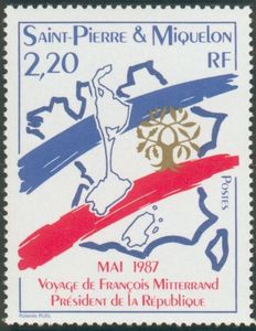 Stamp: Visit of François Mitterrand, President of the Republic (Saint ...