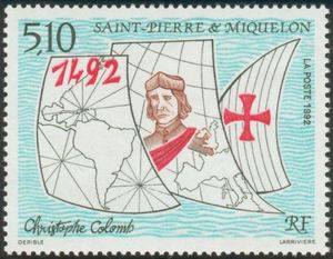 Stamp: Christopher Columbus 1492 (Saint Pierre and Miquelon) (500th ...
