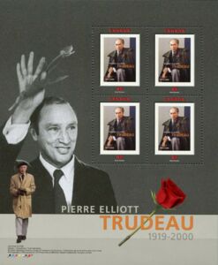 Stamp: Pierre Elliott Trudeau, 1919-2000 (CanadaMi:CA BL56,Sn:CA 1909a ...