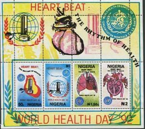 Stamp: Heart Beat (Nigeria(World Health Day) Mi:NG BL13,Sn:NG 597a,Yt ...