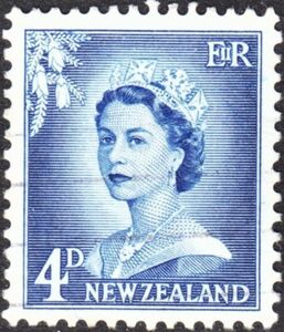Stamp: QEII Four Pence - large numeral (New Zealand(Queen Elizabeth II ...