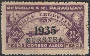 Stamp: Graf Zeppelin with overprint "1935" (Paraguay(Zeppelin ...
