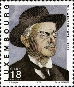 Stamp: 50th Death Anniversary of Nik Welter (1871-1951) (Luxembourg ...