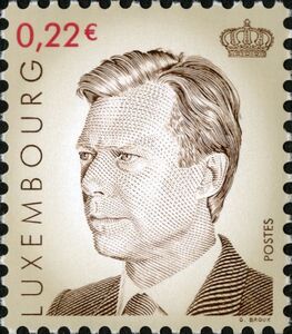 Stamp: Grand Duke Henri (0,22 € vignet color brown) (Luxembourg ...