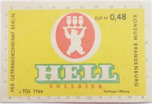 Drink Label: Hell Vollbier (VEB Getränkekombinat Berlin, Germany ...