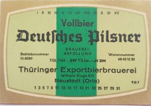 Drink Label: Deutsches Pilsner (Thüringer Exportbierbrauerei, Germany ...