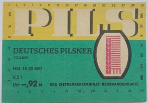 Drink Label: Pils Deutsches Pilsner Vollbier (Neubrandenburger ...