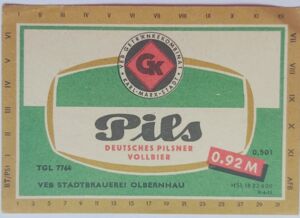 Drink Label: Pils Deutsches Pilsner Vollbier (VEB Stadtbrauerei ...