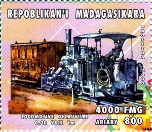 Stamp: Locomotive Decauville 0,20 voie 1m (Madagascar(Locomotives of ...
