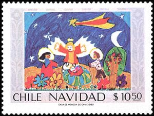 Stamp: Nativity (Chile) (Christmas 1980) Mi:CL 941,Sn:CL 580,Yt:CL 552 ...