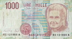 Banknote: 1,000 Lire (Italy(1946-2001 Issue, Italian Republic) Wor:P ...
