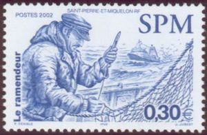 Stamp: Net Mender (Saint Pierre and Miquelon(Net Mender) Mi:PM 865,Sn ...