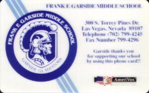 Phonecard: Frank E. Garside Middle School (AmeriVox (AVX-CCK), United ...