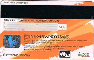 Bank Card: Intesa Sanpaolo (Intesa Sanpaolo Bank, AlbaniaCol:AL-VI-0003.02
