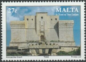 Stamp: St Lucian Tower, Marsaxlokk (Malta(Maltese Castles and Towers ...