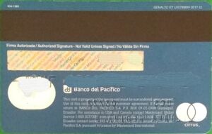 Bank Card: Pacificard (Banco del Pacifico, EcuadorCol:EC-MC-0007