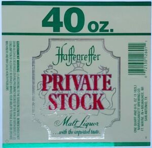 Drink Label: Haffenreffer Private Stock 40 oz. (Narragansett Brewing ...