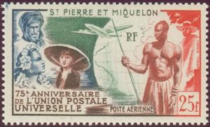 Stamp: 75th Anniversary of the Universal Postal Union (UPU) (Saint ...