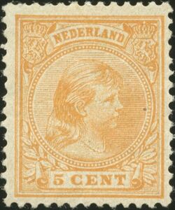 Stamp: Princess Wilhelmina with hanging Hair - Colour Deviation ...