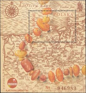 Stamp: Amber Necklace, Map by Abraham Ortelius (1527-1598) (Poland ...