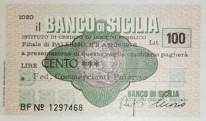 Banknote: 100 Lire (Italy(1975-1978 Emergency Issues - Miniassegni) Fra ...